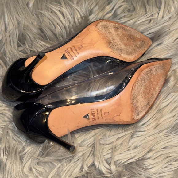 SCHUTZ | Shoes | Schutz Cendi Pencil Thin Stiletto Clear Patent Pump ...